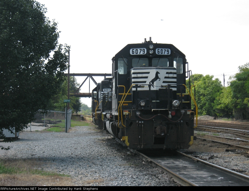 Trackside view of engine track at Griffin Yard. Note the Southern Railway era station sign ...